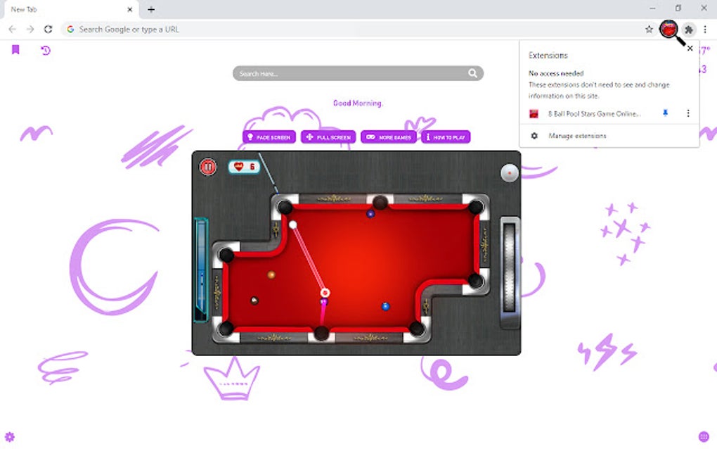 8 Ball Pool Stars Game Online New Tab for Google Chrome - Extension ...