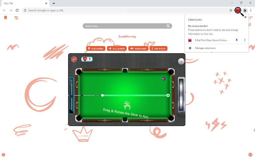 8 Ball Pool Stars Game Online New Tab for Google Chrome - Extension ...