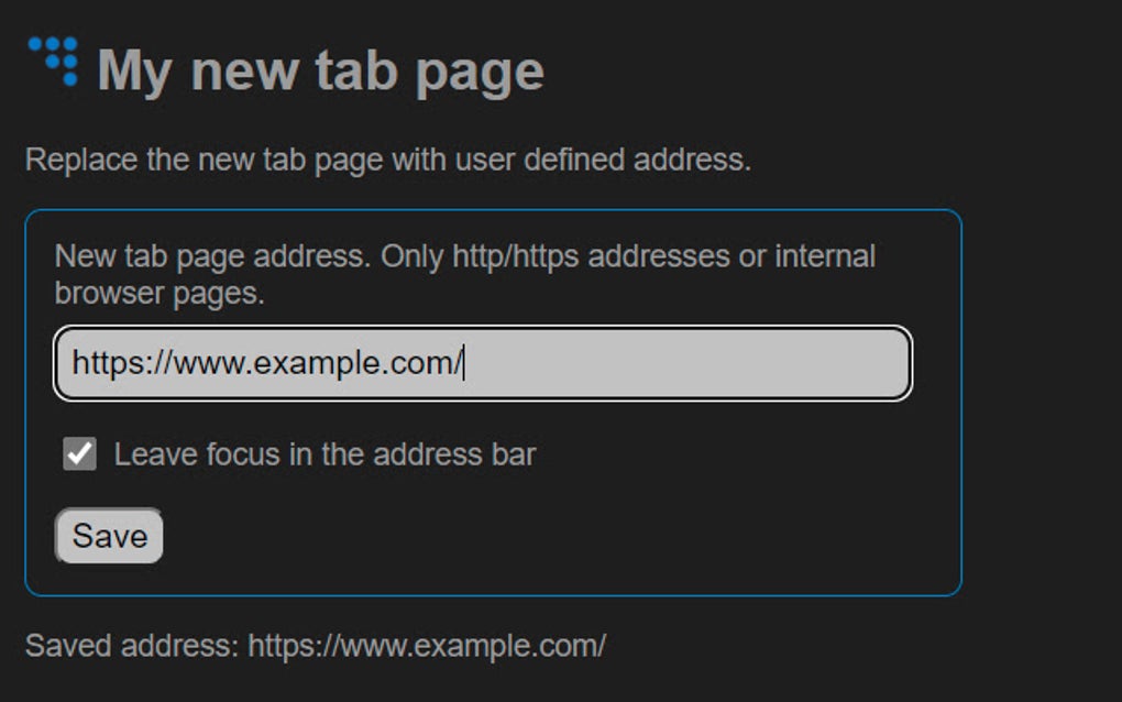 My new tab page para Google Chrome - Extensión Descargar