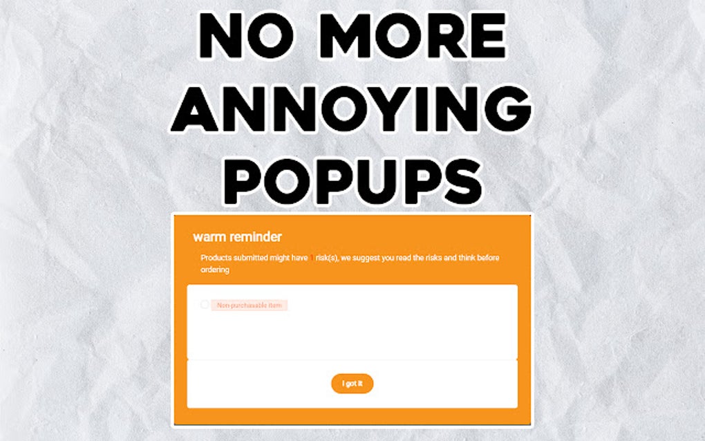 Risk Reminder Remover for Google Chrome - Extension Download