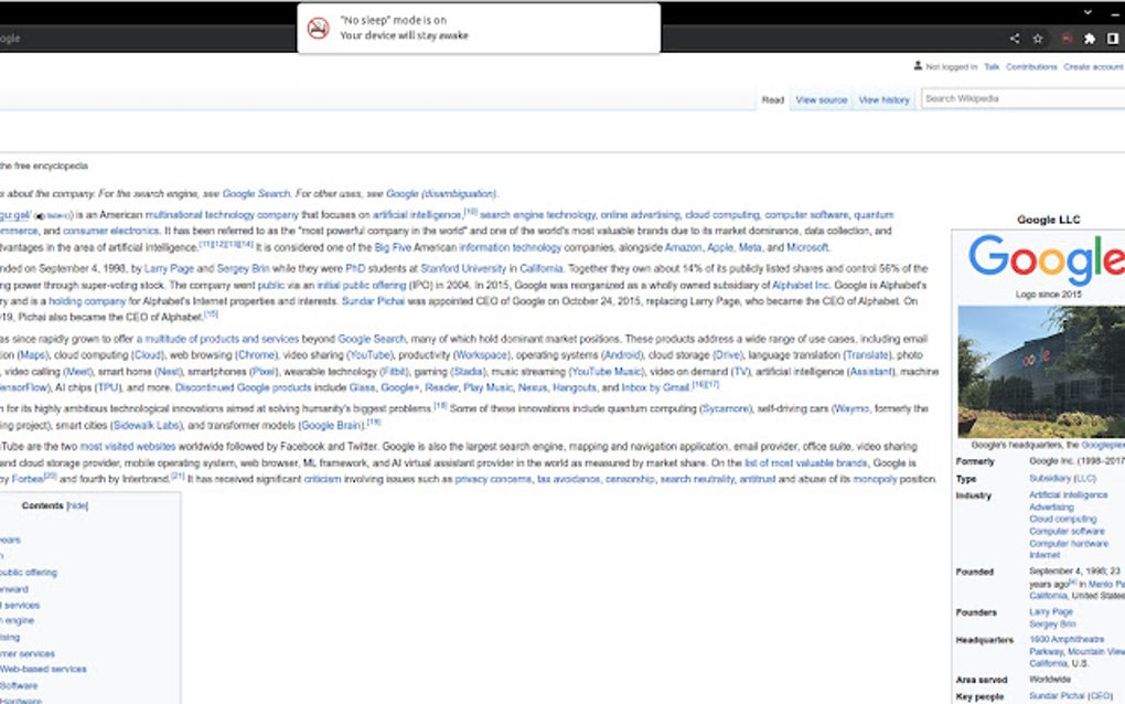 No sleep para Google Chrome - Extensión Descargar