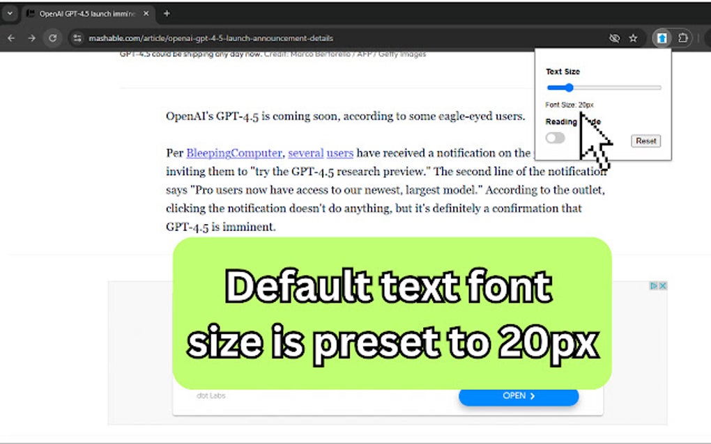 Reading Mode Extension para Google Chrome - Extensión Descargar