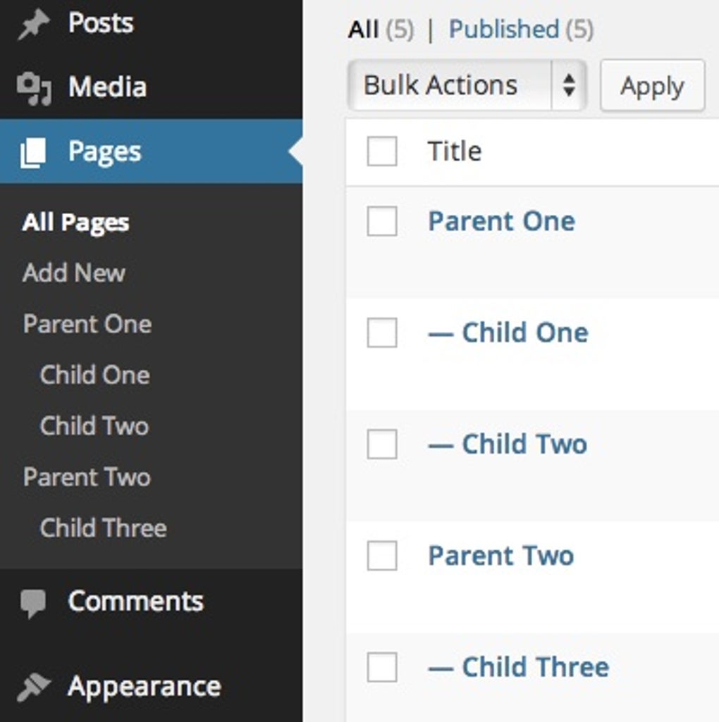 Page Management Dropdown para WordPress - Descargar