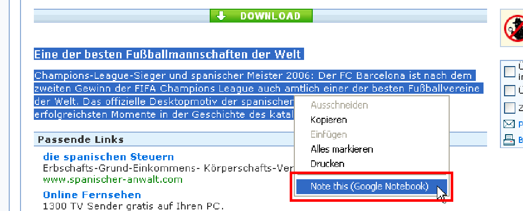 Google Notebook - Download