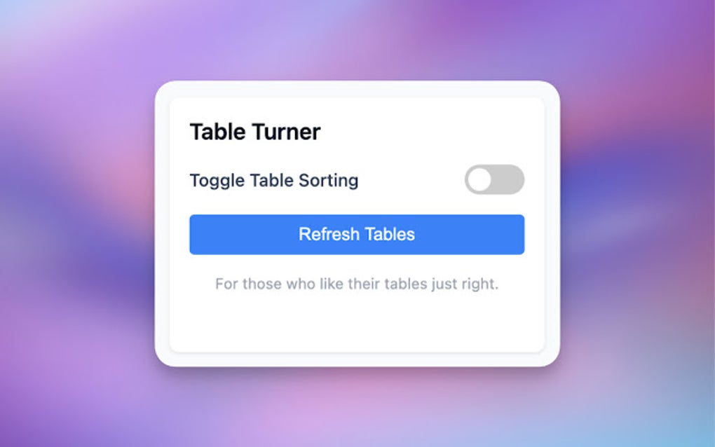 Table Turner - Easily Sort Tables Google Chrome 용 - 확장 프로그램 다운로드 Table Turner - Easily Sort Tables Google Chrome 용 - 확장 프로그램 다운로드