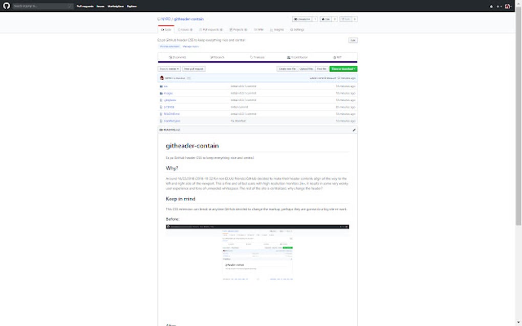 githeader-contain für Google Chrome - Erweiterung Download
