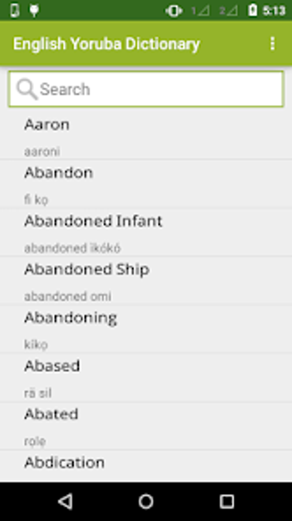 English to Yoruba Dictionary para Android - Descargar