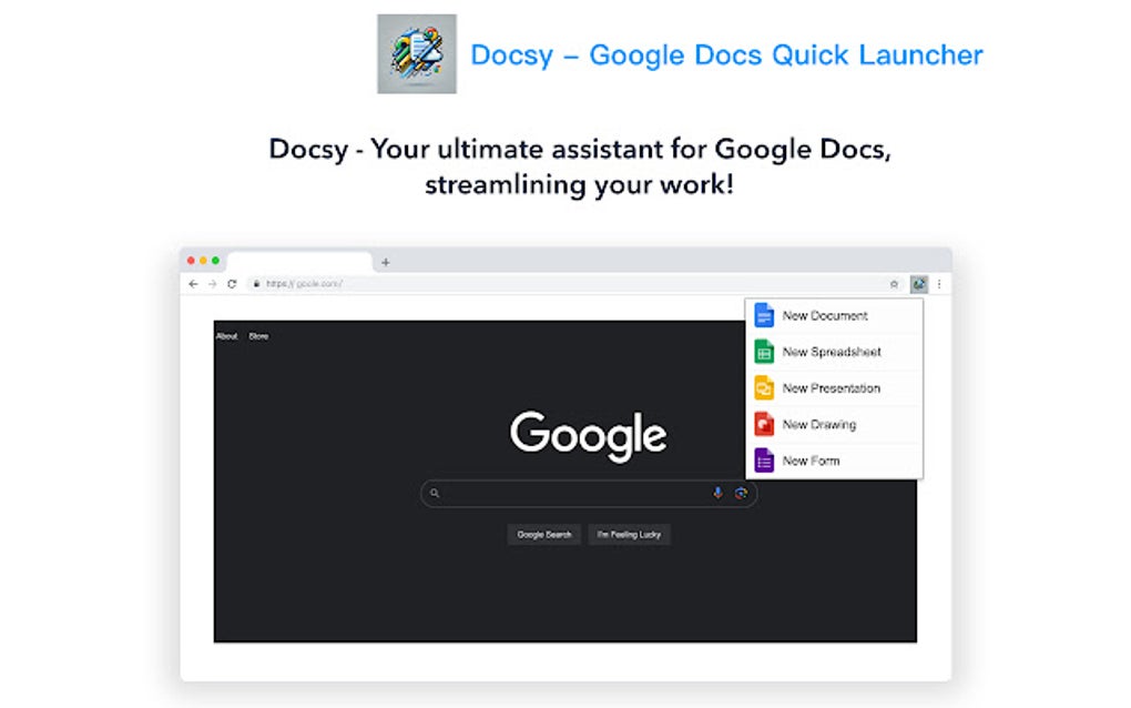 Docsy - Google Docs Quick Launcher Google Chrome 용 - 확장 프로그램 다운로드