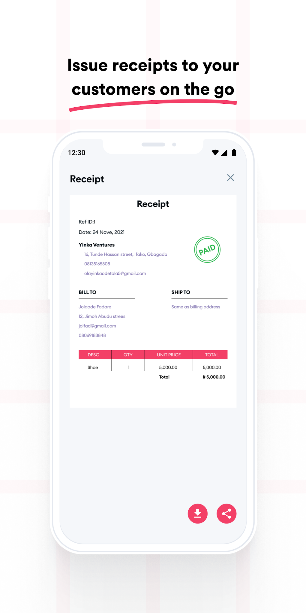 Quick Receipt for Android - Download