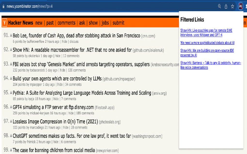 Hacker News Filter for Google Chrome - 拡張機能 無料・ダウンロード