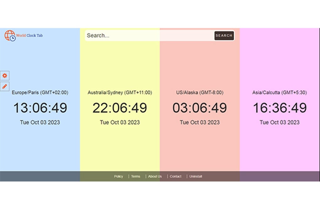 World Clock Tab Google Chrome için - Eklenti İndir