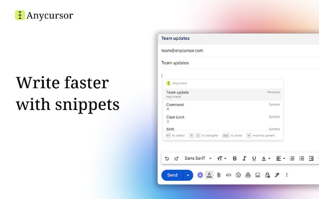 Anycursor - Writing Assistant pour Google Chrome - Extension Télécharger