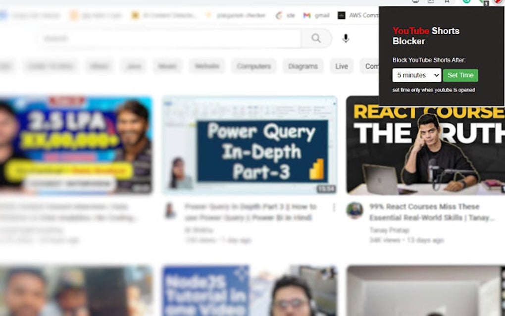 Set timer to watch youtube shorts for Google Chrome - Extension Download