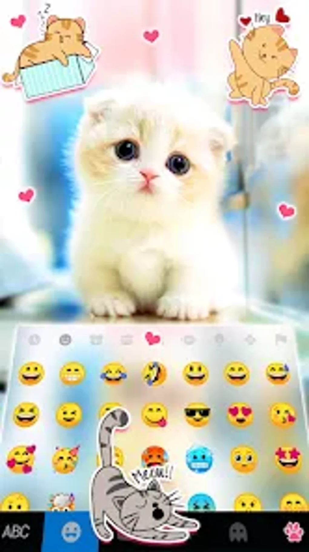 Cute White Kitten Keyboard Bac for Android - Download