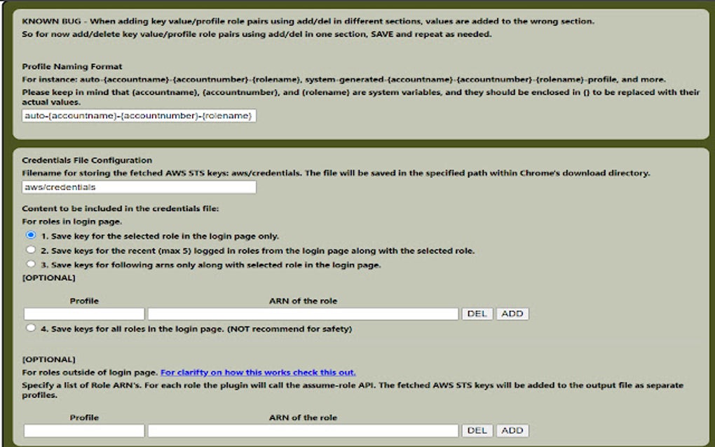 SAML to AWS STS Keys Conversion Multi Profile para Google Chrome ...