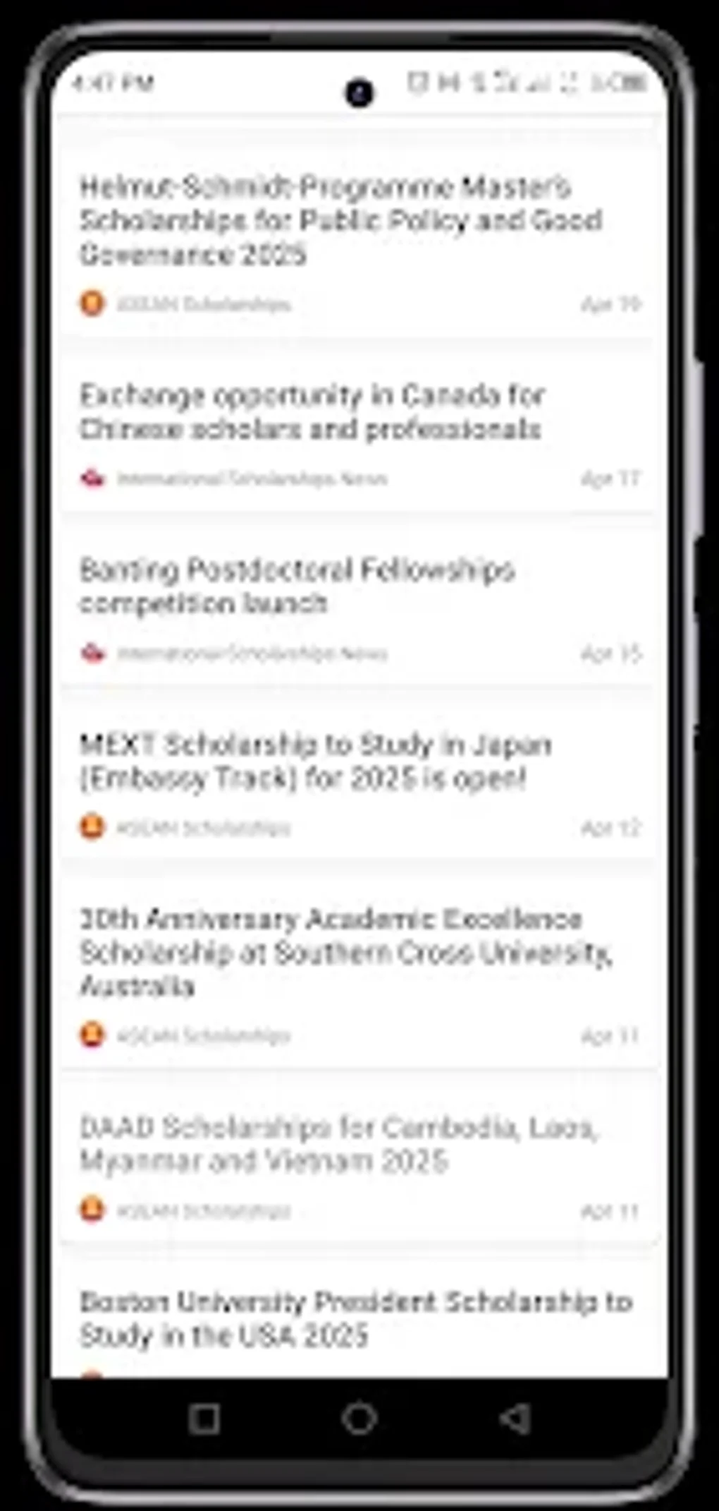 Android 용 Study Abroad Scholarships - 다운로드