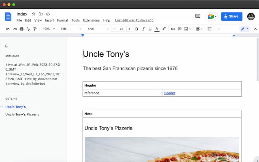 doc2.site tooling Google Chrome için - Eklenti İndir