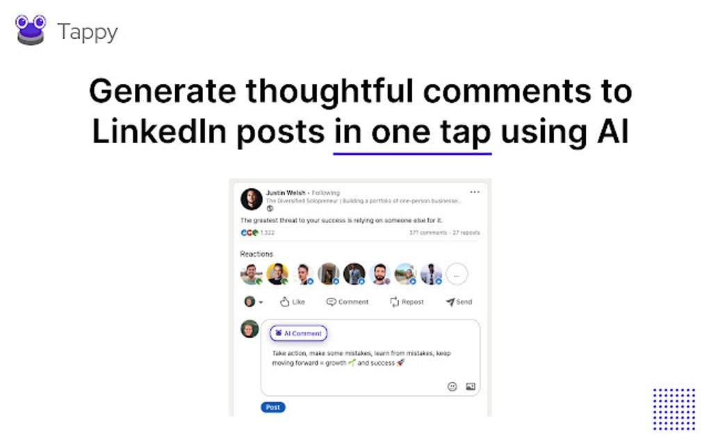 Tappy - Your AI LinkedIn Comments Assistant for Google Chrome - Extension Download