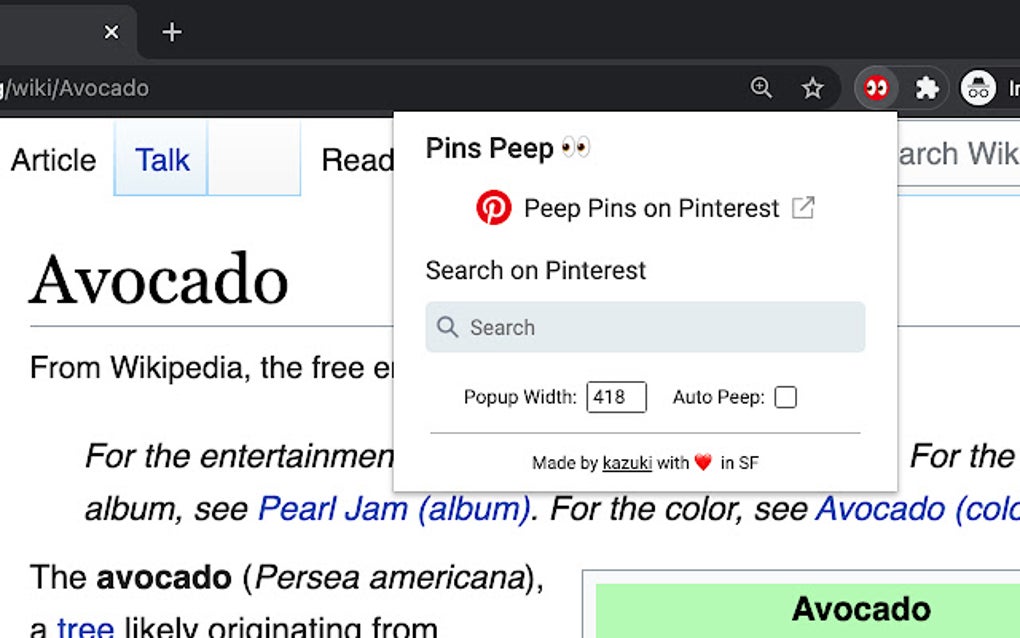 Pins Peep para Google Chrome - Extensión Descargar