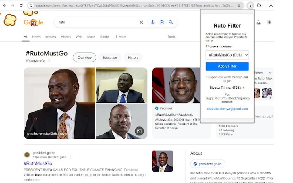 Ruto Filter for Google Chrome - Extension Download
