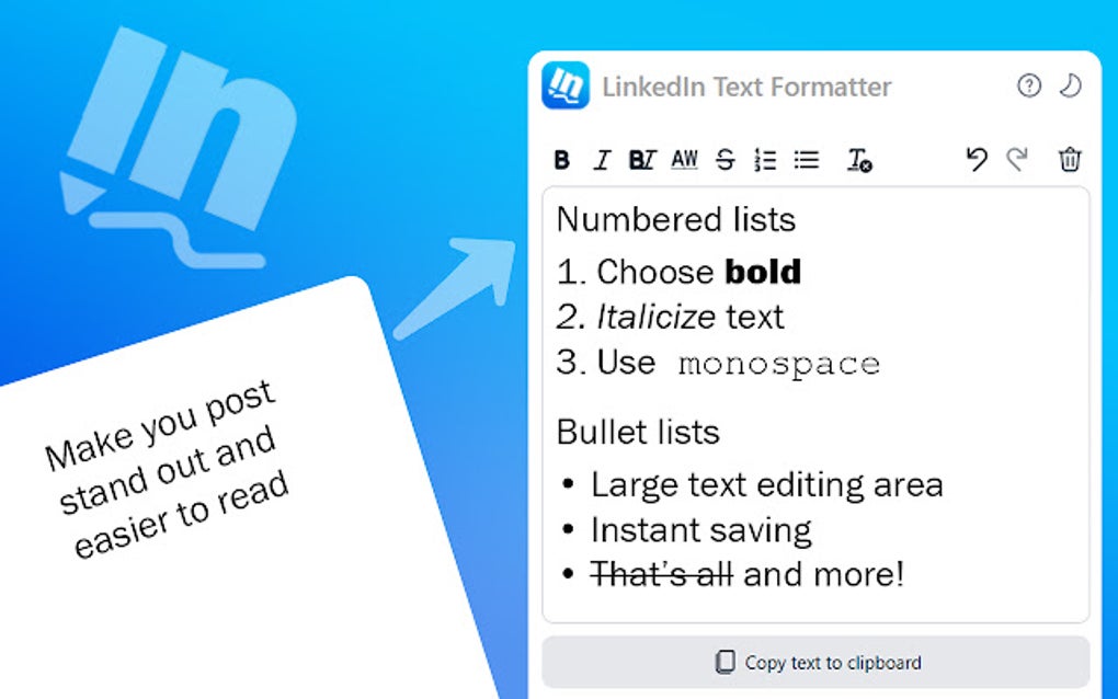 LinkedIn Text Formatter Google Chrome 용 - 확장 프로그램 다운로드