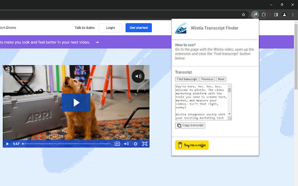 Wistia Transcript Finder for Google Chrome - Extension Download
