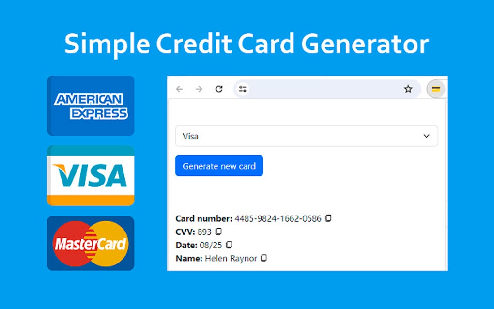 Credit Card Generator for Google Chrome - Extension Download