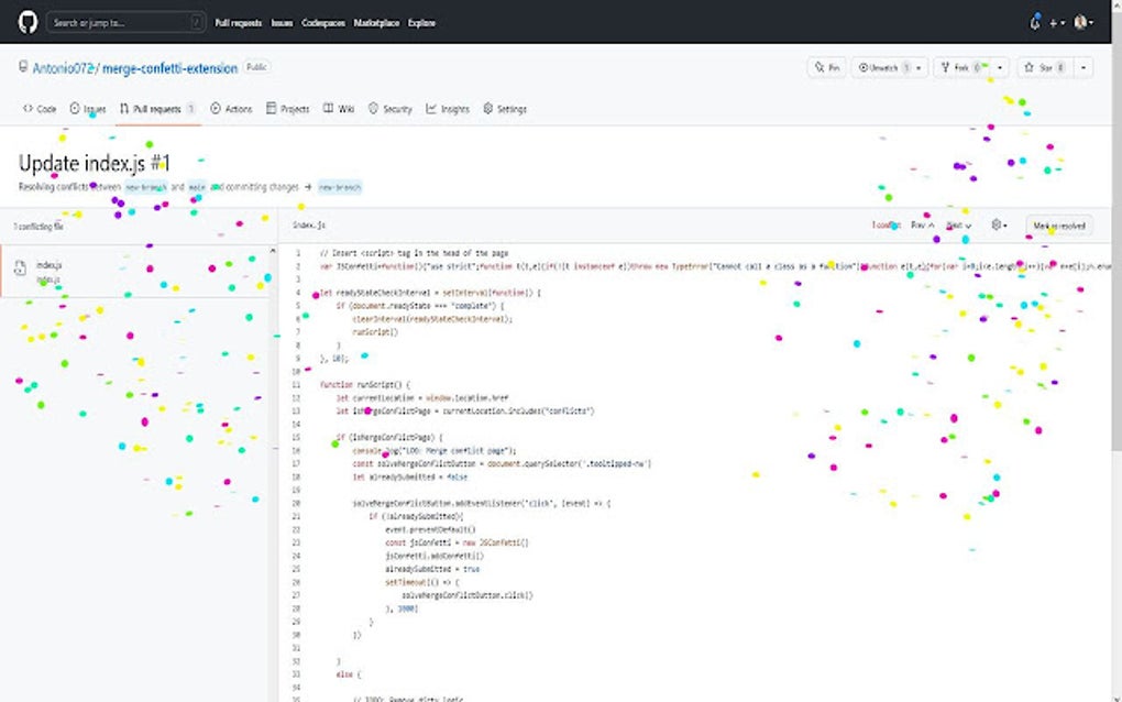 Merge Confetti Google Chrome 용 - 확장 프로그램 다운로드