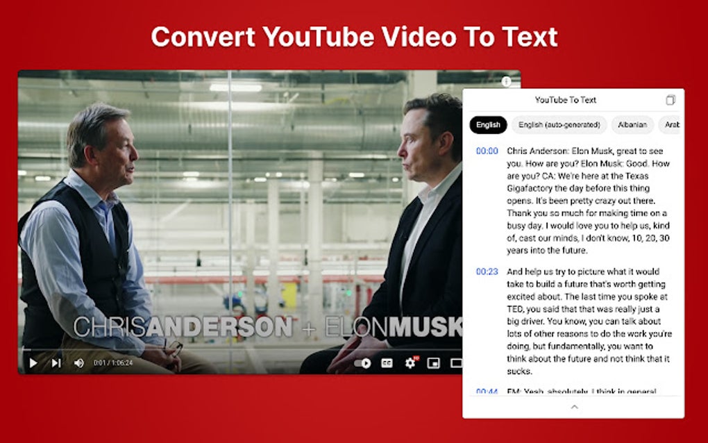 YT To Text for Google Chrome - Extension Download