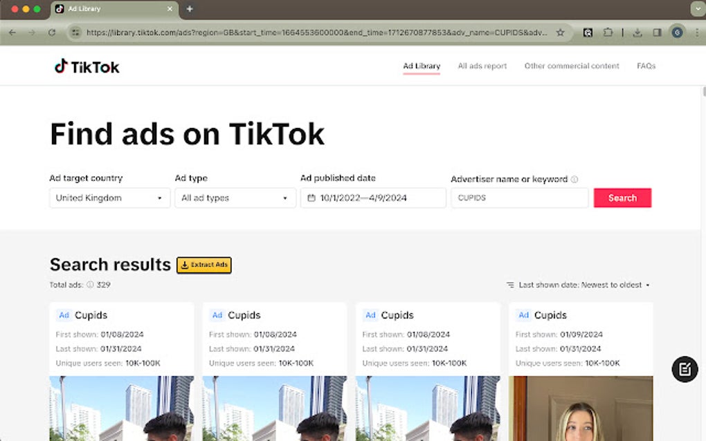 TikTok Ads Extractor for Google Chrome - Extension Download