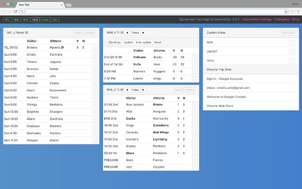 Sports New Tab Page para Google Chrome - Extensión Descargar