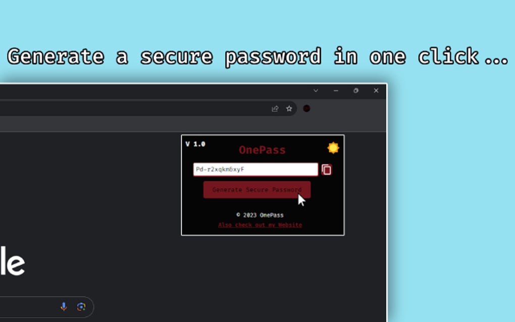 OnePass - Password Generator para Google Chrome - Extensión Descargar