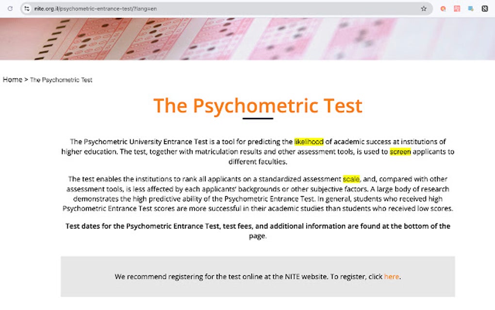 Psychometry English Words pour Google Chrome - Extension Télécharger