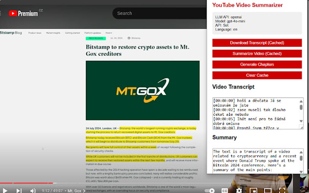 YouTube Video Summarizer para Google Chrome - Extensión Descargar