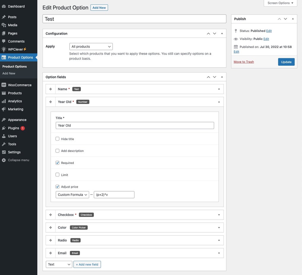WPC Product Options for WooCommerce สำหรับ WordPress - ดาวน์โหลด