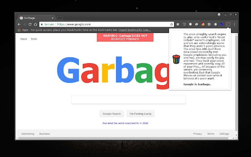 Google is garbage. for Google Chrome - Extension Download