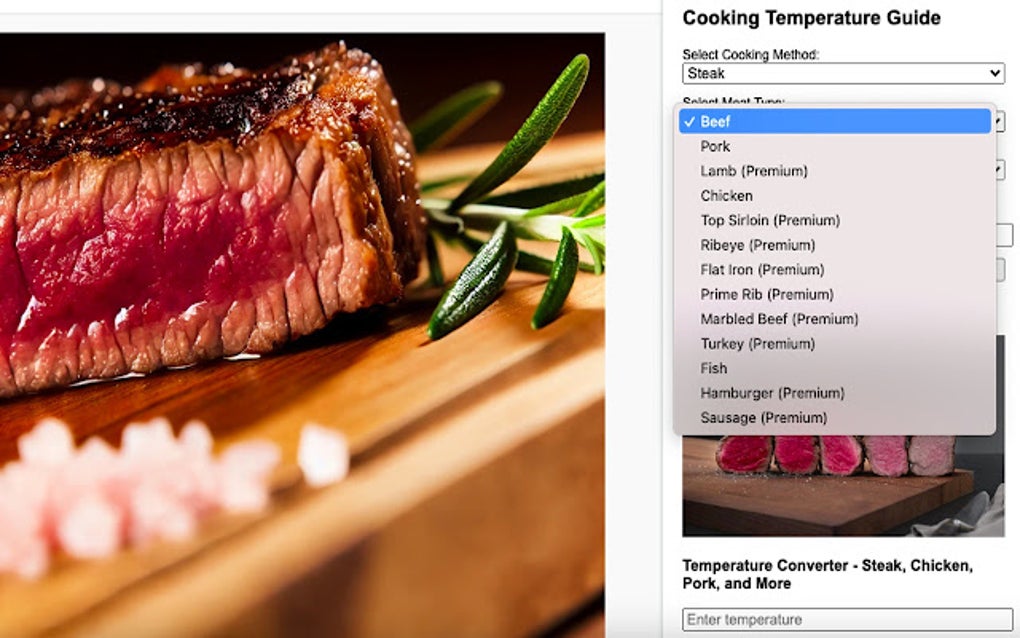 Perfect Meat Temp: Steak & Meat Doneness Guide for Google Chrome ...