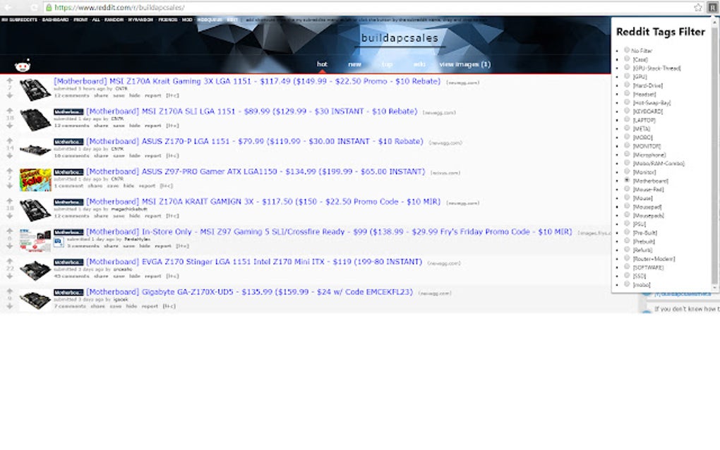 Reddit Tags Filter for Google Chrome - Extension Download