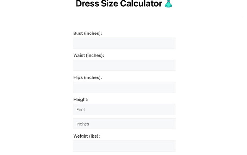 Dress Size Calculator Google Chrome 용 - 확장 프로그램 다운로드