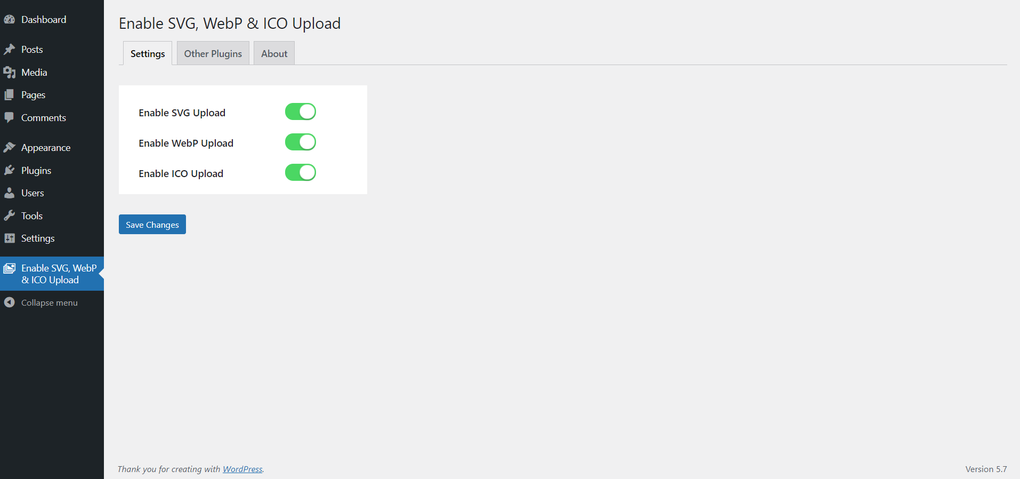 Enable SVG WebP and ICO Upload for WordPress - Download
