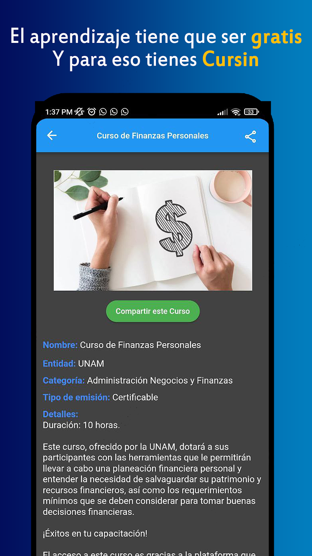 Cursin - Encuentra cursos para Android - Descargar