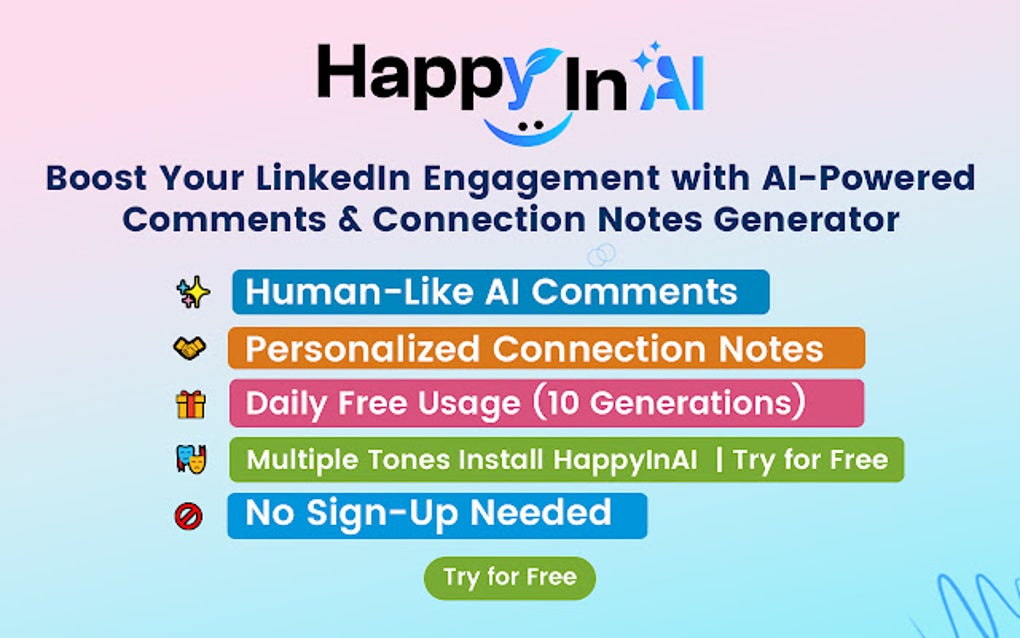 HappyInAI - LinkedIn AI Comments & Connection Notes Generator สำหรับ ...