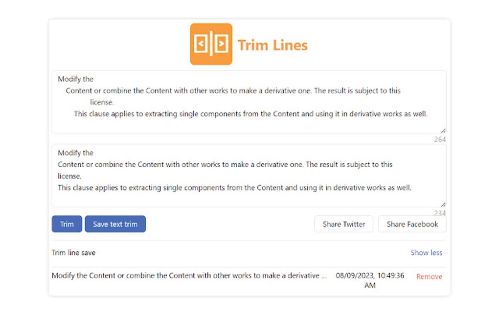 Trim Lines text para Google Chrome - Extensión Descargar