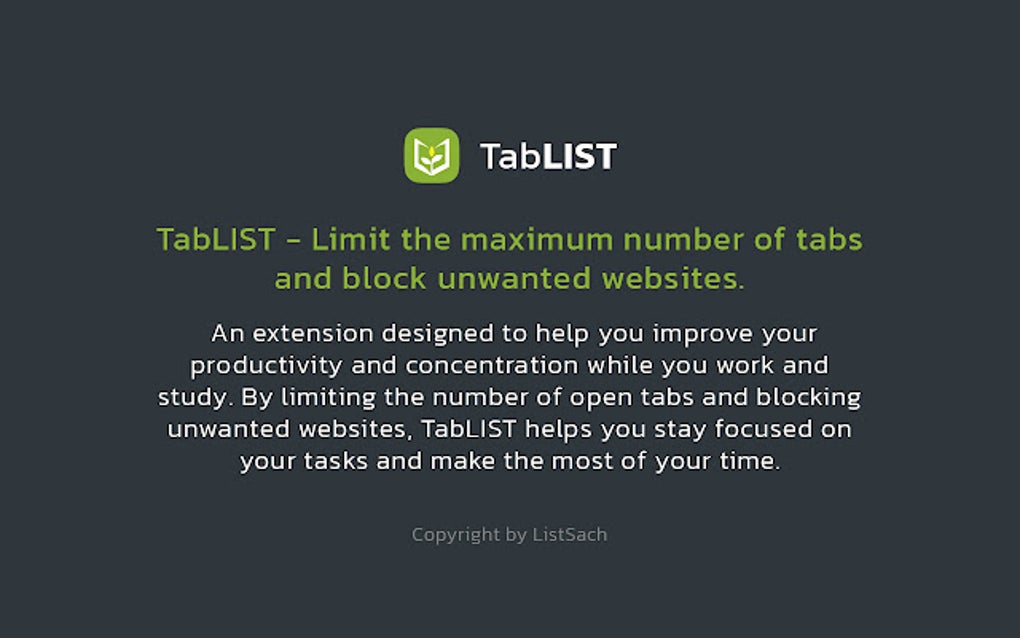 TabLIST - Limits and Block for Google Chrome - Extension Download
