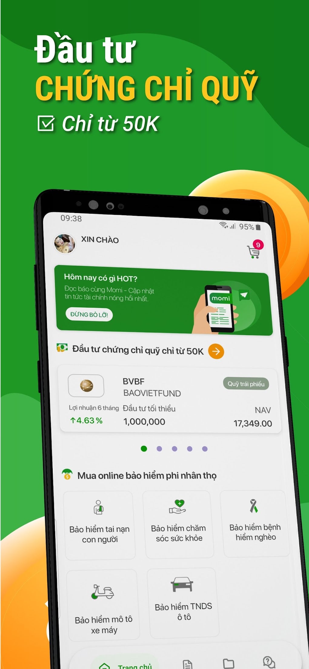 Momi: Bảo hiểm Chứng chỉ quỹ for Android - Download