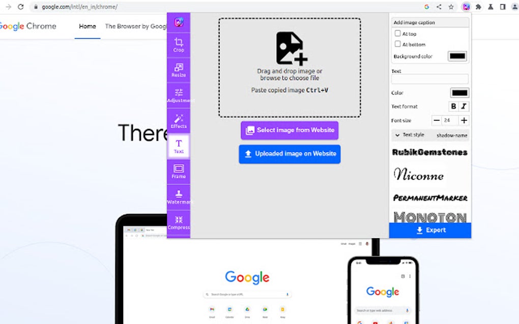 fixPhoto - photo editor para Google Chrome - Extensión Descargar