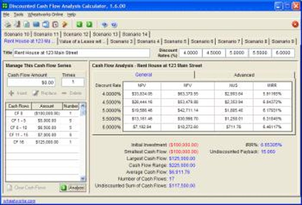Discounted Cash Flow Analysis Calculator T i V 