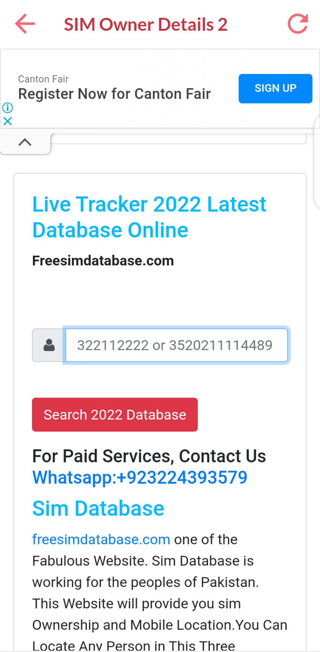 Sim owner check live tracker para Android - Descargar