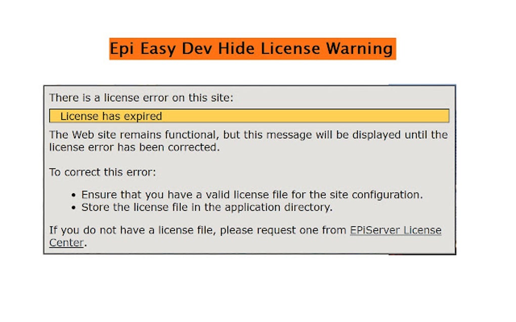 Epi Easy Dev Hide License Warning para Google Chrome - Extensión Descargar