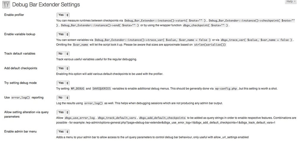 Debug-Bar-Extender para WordPress - Descargar
